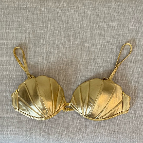 Other | Gold Metallic Color Mermaid Shell Bra Costume Halloween Top ...